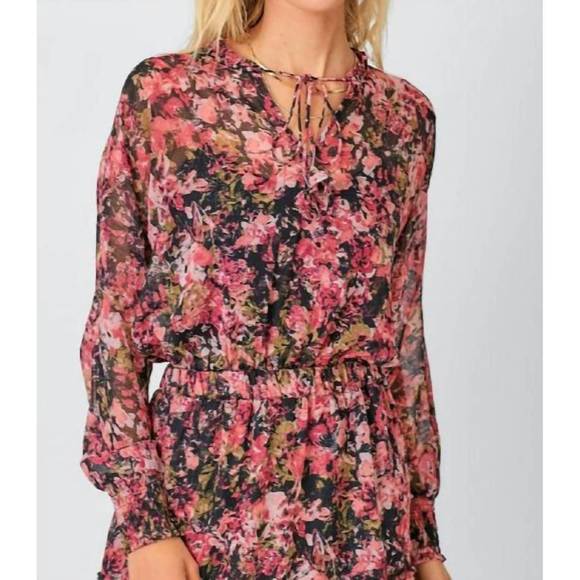 Mystree | Tops | New Mystree Smocked Bottom Peasant Chiffon Blouse In ...